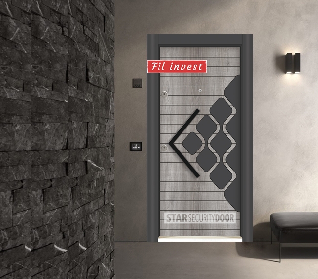 Врата Star Security Door серия Lapis модел L5220 Сив дъб антрацит