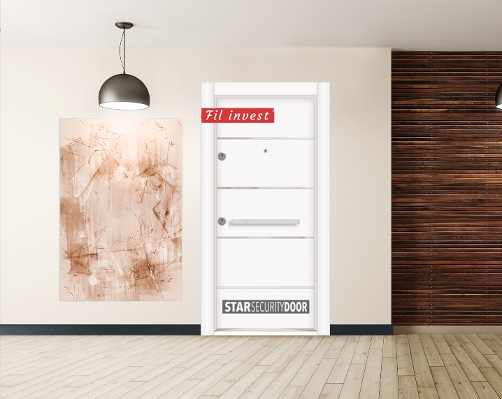 Врата Star Security Door серия Outdoor модел LP Инокс Бял