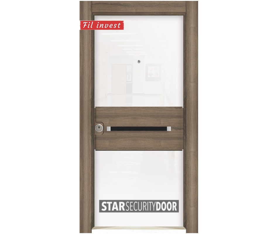 Врата Star Security Door серия Crystal модел CR5055 Бяло марино