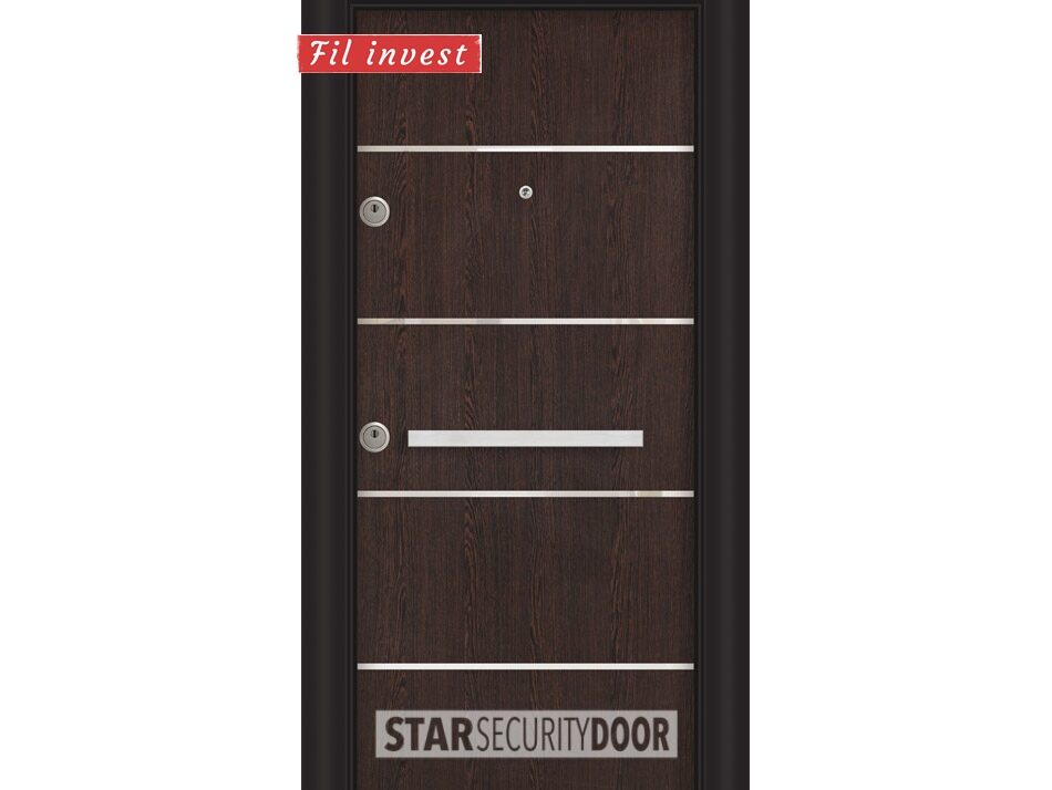 Врата Star Security Door серия Outdoor модел LP Инокс Венге - FIL Invest