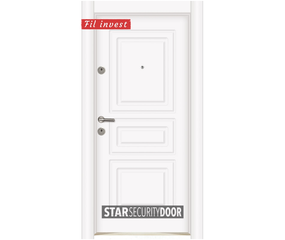 Врата Star Security Door серия Outdoor модел LP12 Бяла - FIL Invest