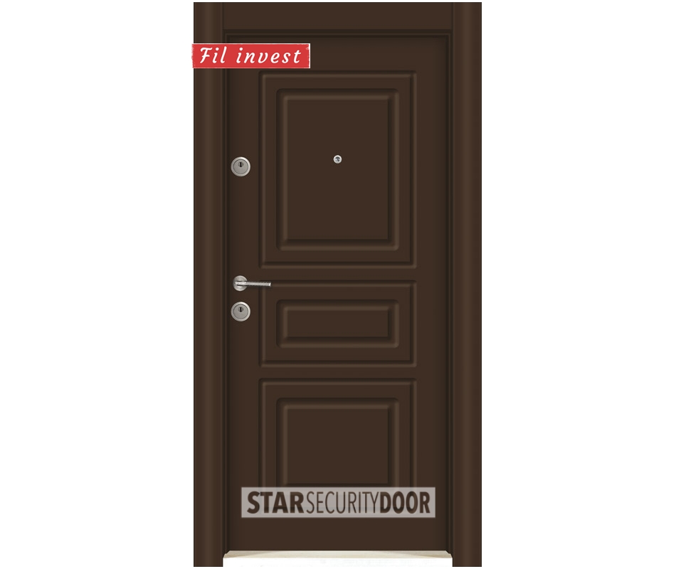 Врата Star Security Door серия Outdoor модел LP12 Кафява - FIL Invest