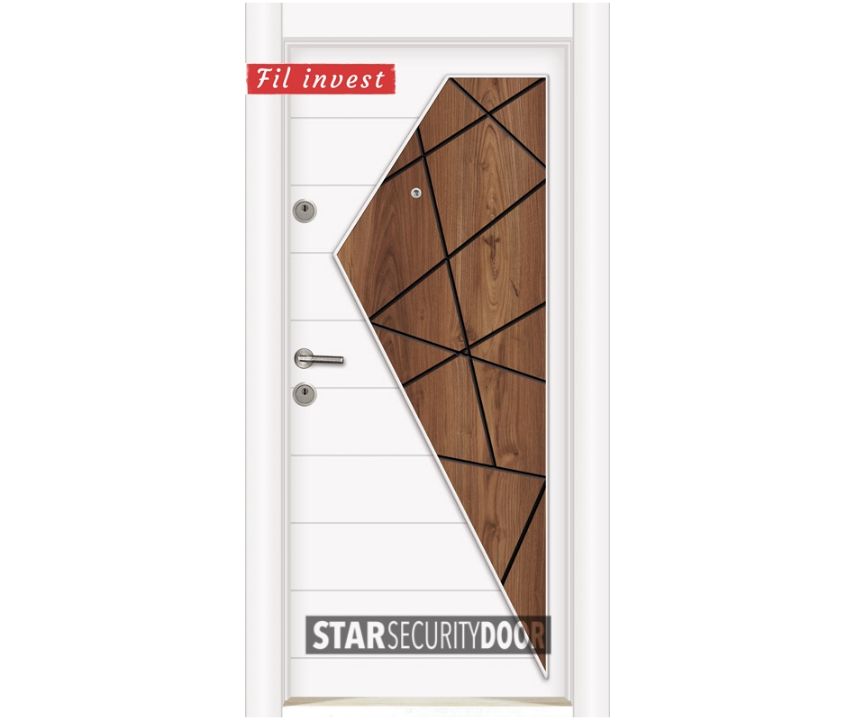 Врата Star Security Door серия Outdoor модел MFS104 Бял орех