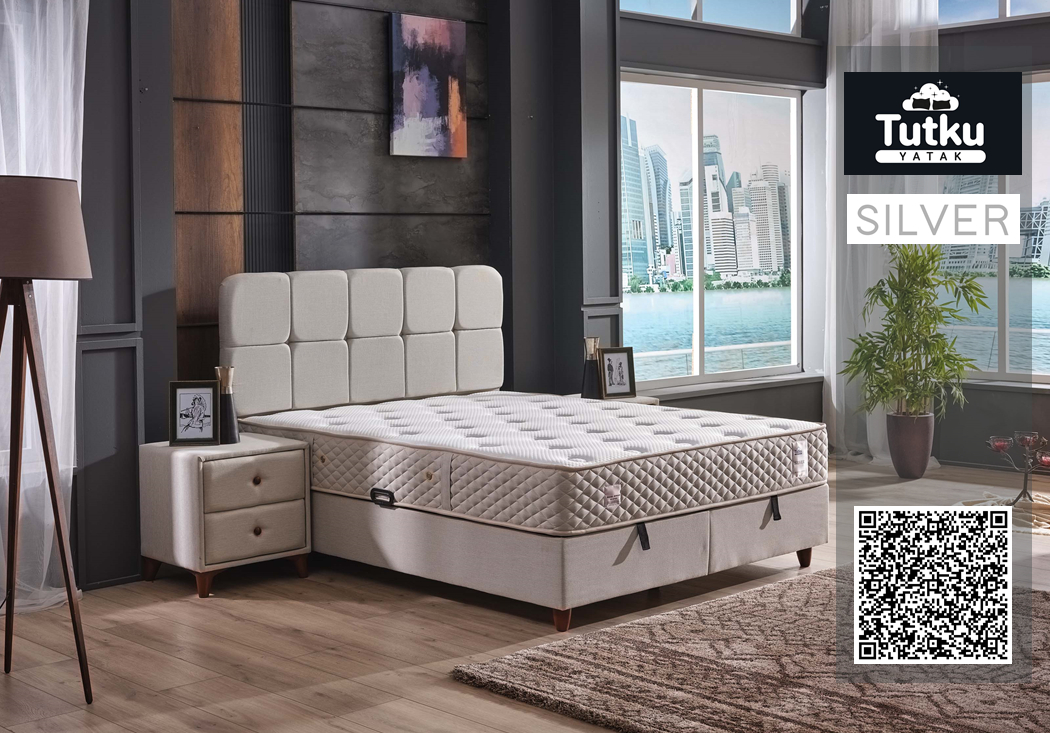 Тапицирано легло Silver Сив Крем с матрак - FIL Invest